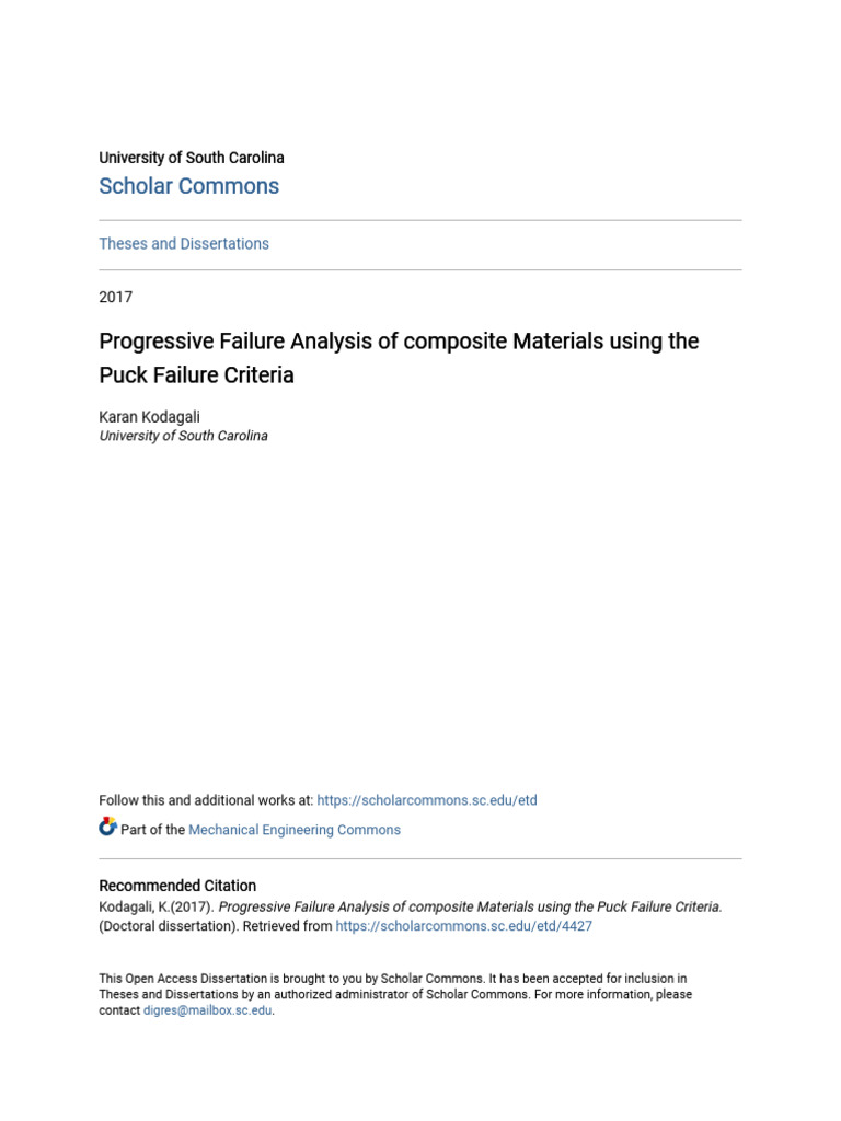 Progressive Failure Analysis of Composite Materials Using The Puc | PDF | Fatigue (Material ...