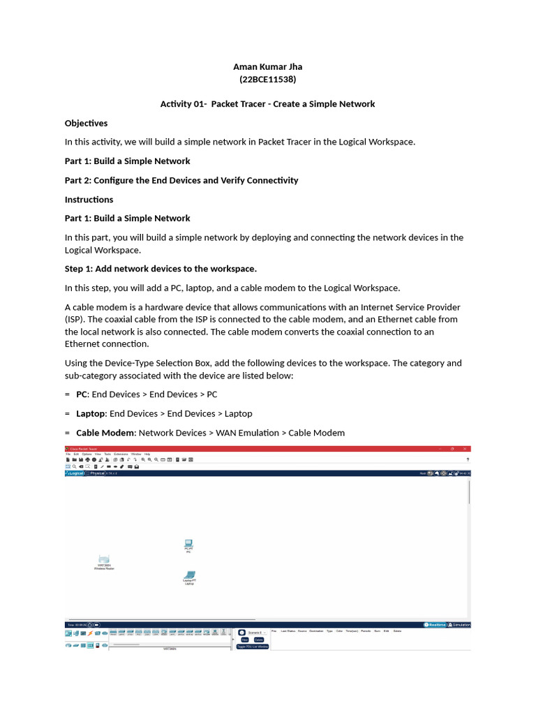 CSE3006 Activity01 22BCE11538 | PDF | Ip Address | Computer Network