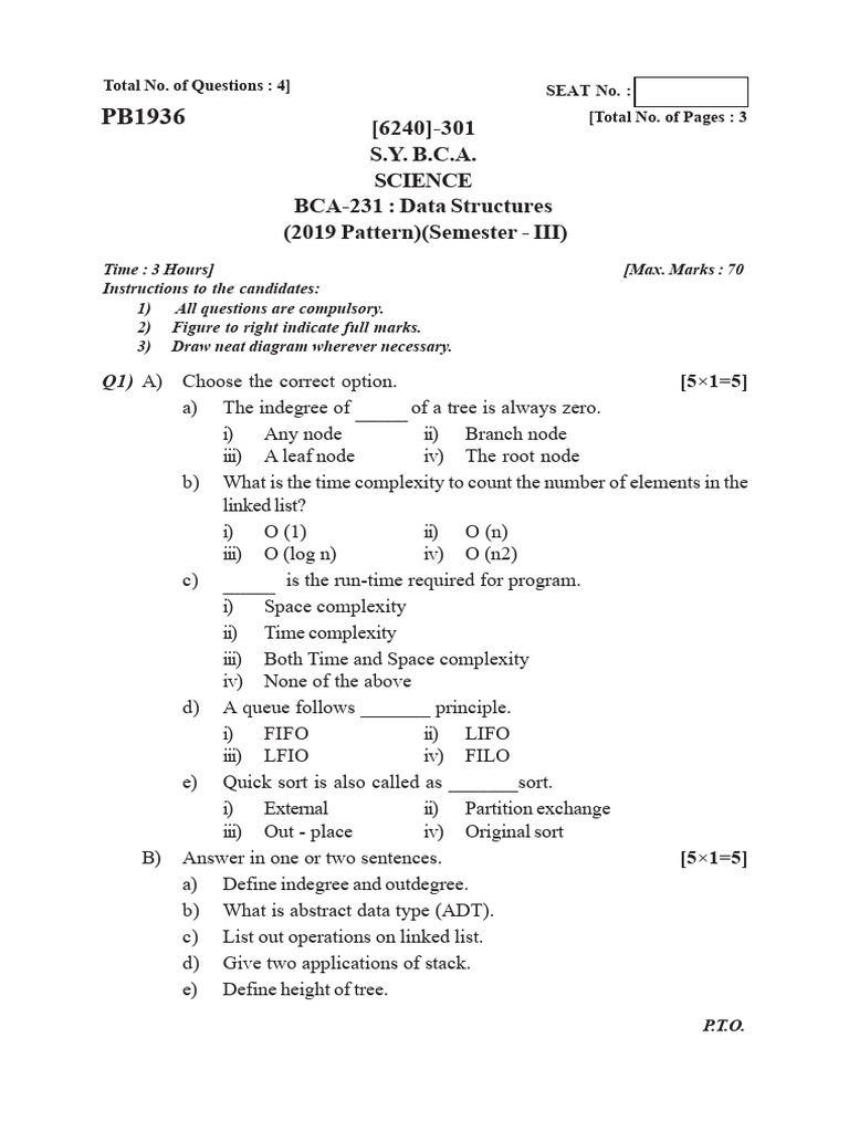 B.C.A (Science) 2019 Pattern | PDF | Networking Standards | Computer Programming