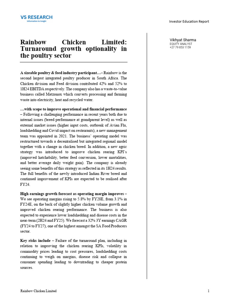 Rainbow Chicken Limited: Growth Outlook | PDF | Poultry | Manure