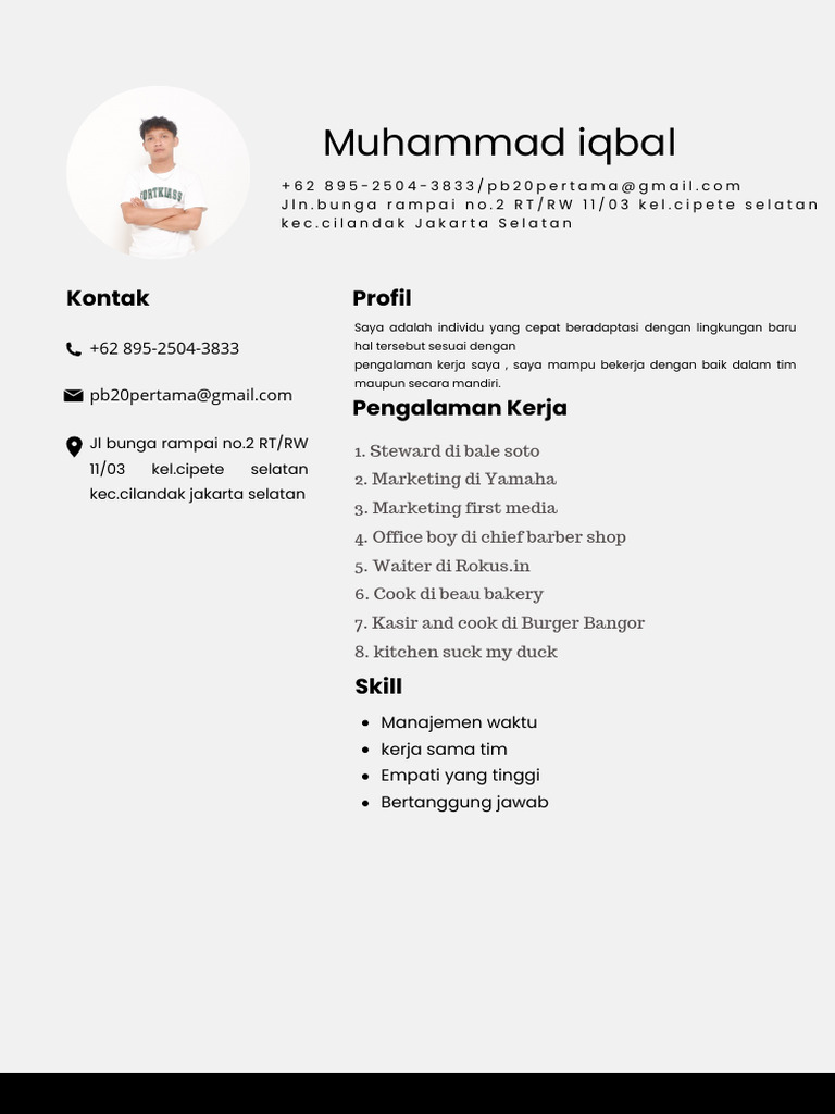 CV Muhammad Iqbal | PDF