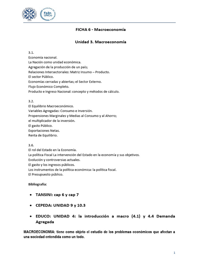 Ficha 6 | PDF | Producto Interno Bruto | Macroeconómica