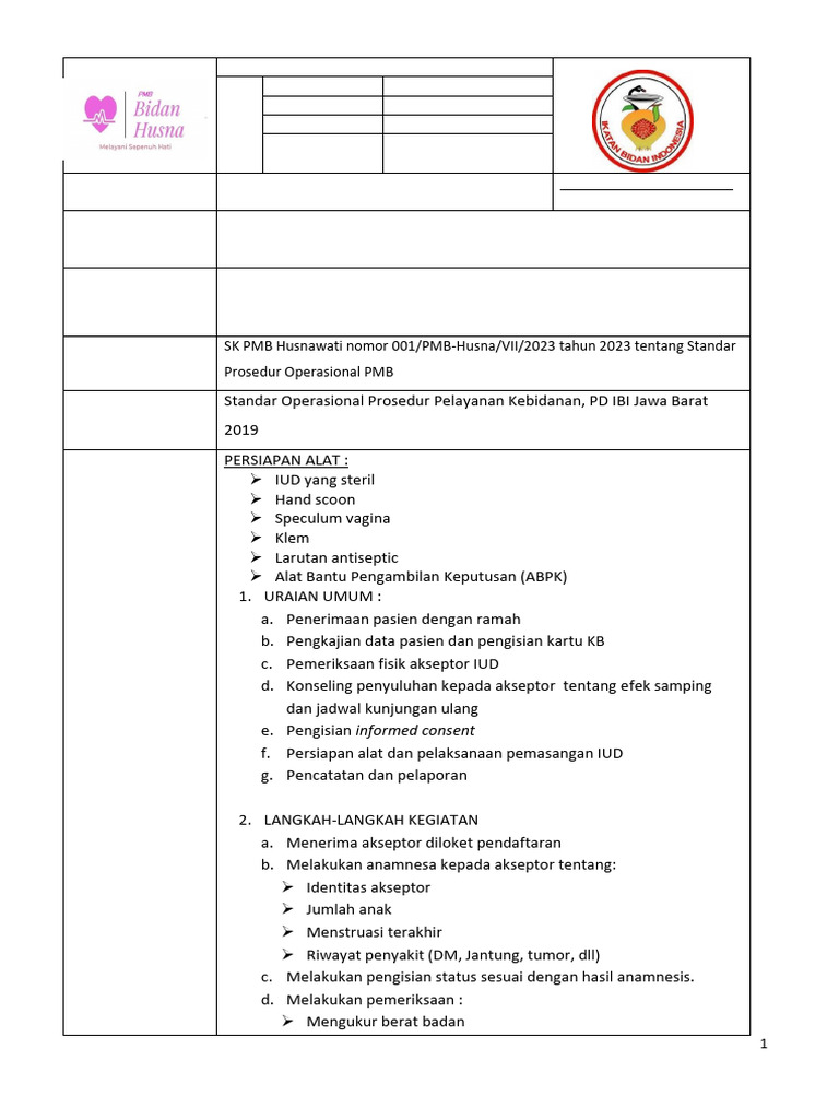5. SPO KB iud PMB HUSNA | PDF