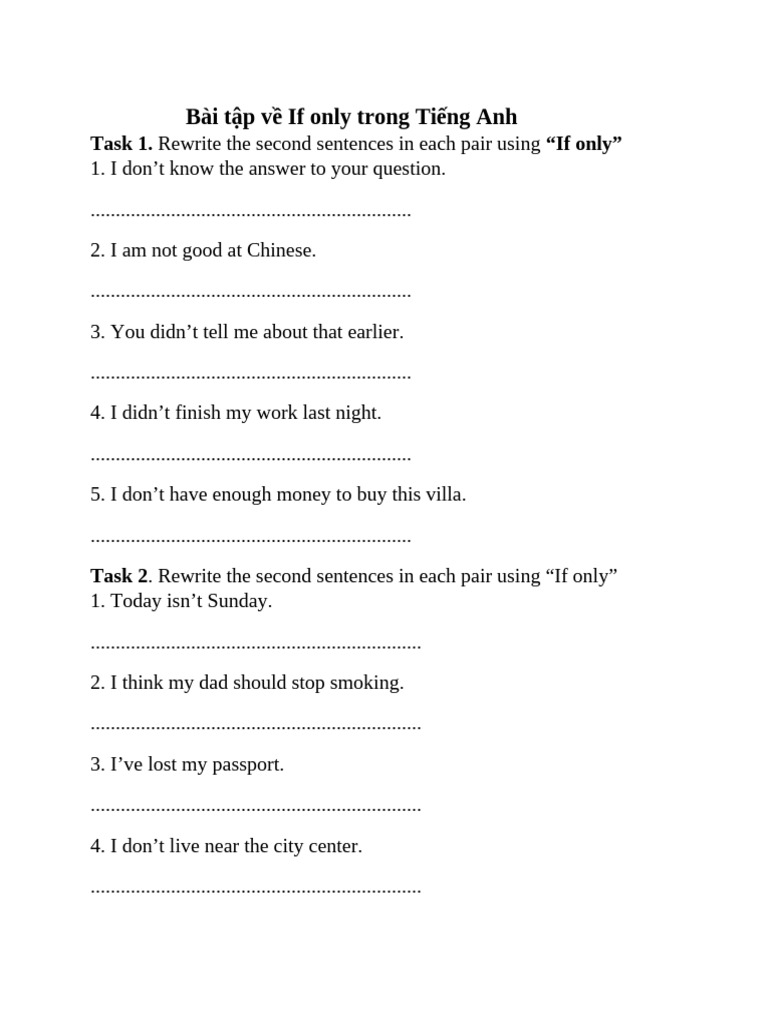 If Only Exercises in English | PDF