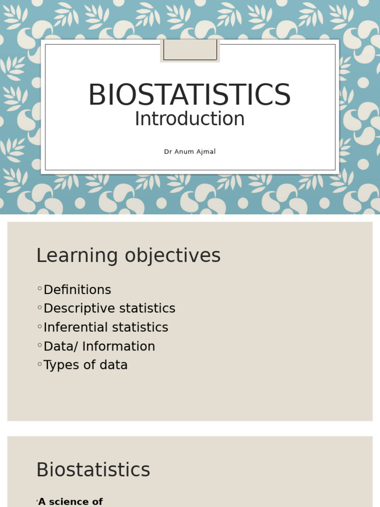 Introduction To Biostatistics | PDF