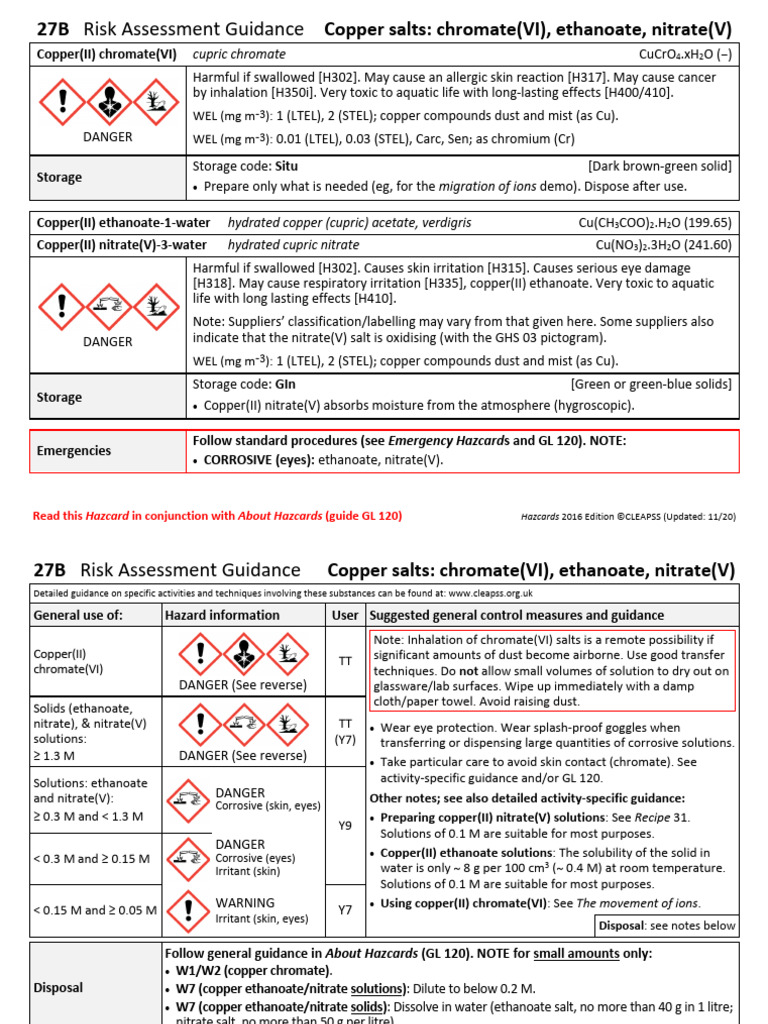 HC027B Copper Salts Chromate VI Ethanoate Nitrate V | PDF | Copper ...