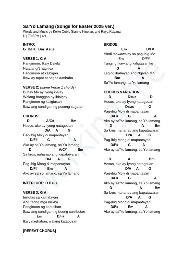 2025 Songs for Easter _ Working Song Charts (2) | PDF