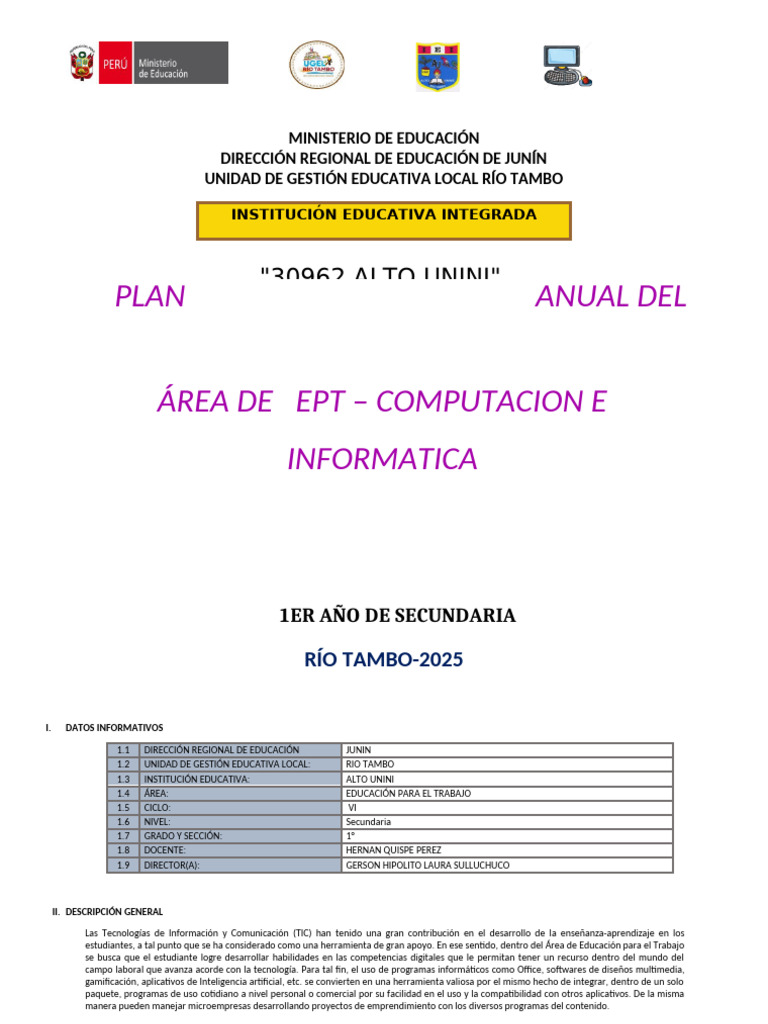 Programación Anual 1º Ept - 2024 | PDF | Evaluación | Microsoft PowerPoint