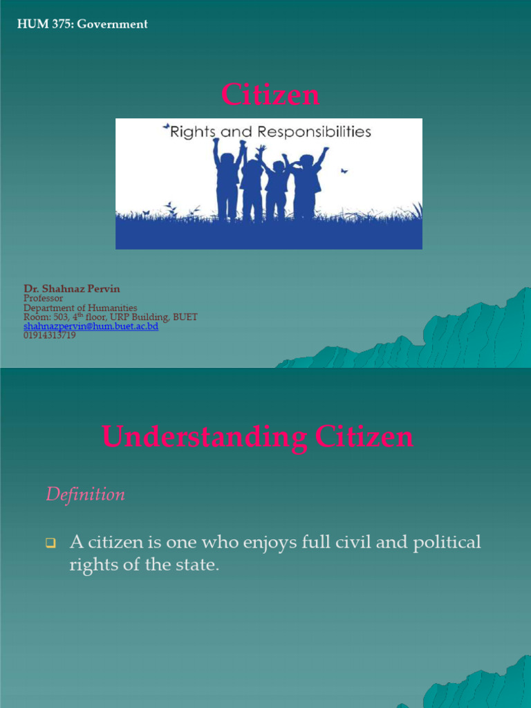 Citizen Rights Duties HUM 375 | PDF | Citizenship | Rights