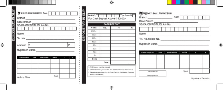 Canara Bank Deposit Slip Template | PDF | Cheque | Rupee