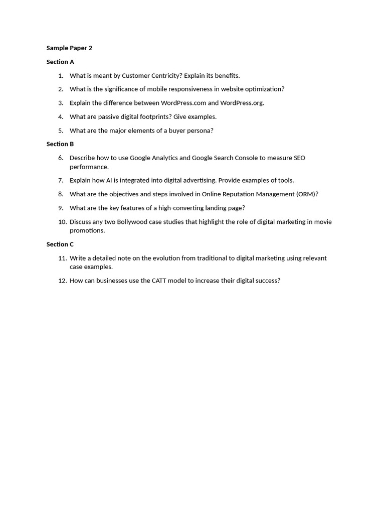 Sample Paper 2 | PDF