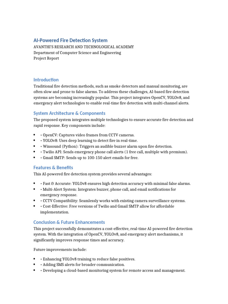 Fire Detection Project | PDF