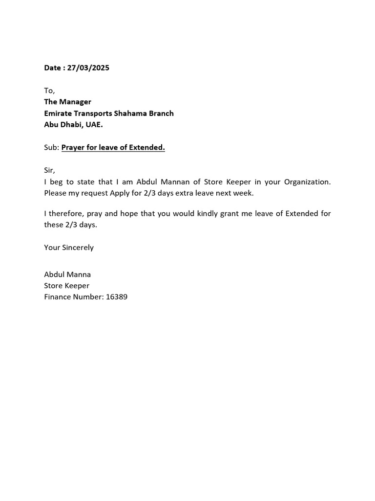 Request for Extended Leave Application | PDF