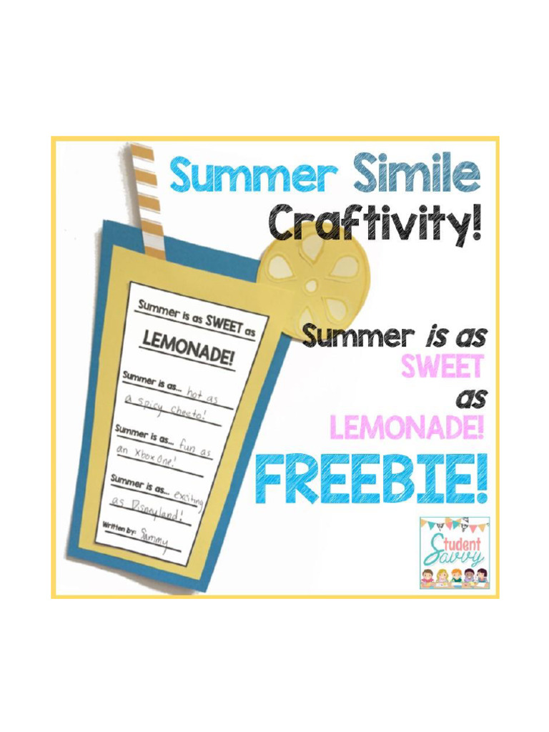 Summer Simile Craftivity Download | PDF