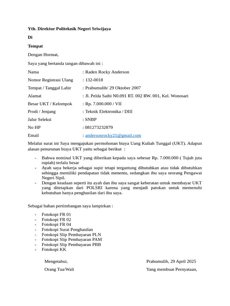 Surat Aju Banding UKT 1112-1 | PDF