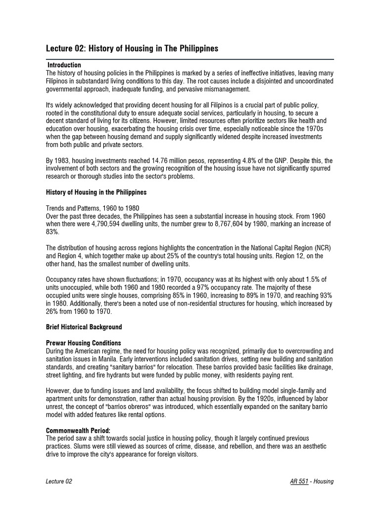 History of Housing in the Philippines | PDF | Condominium | Apartment
