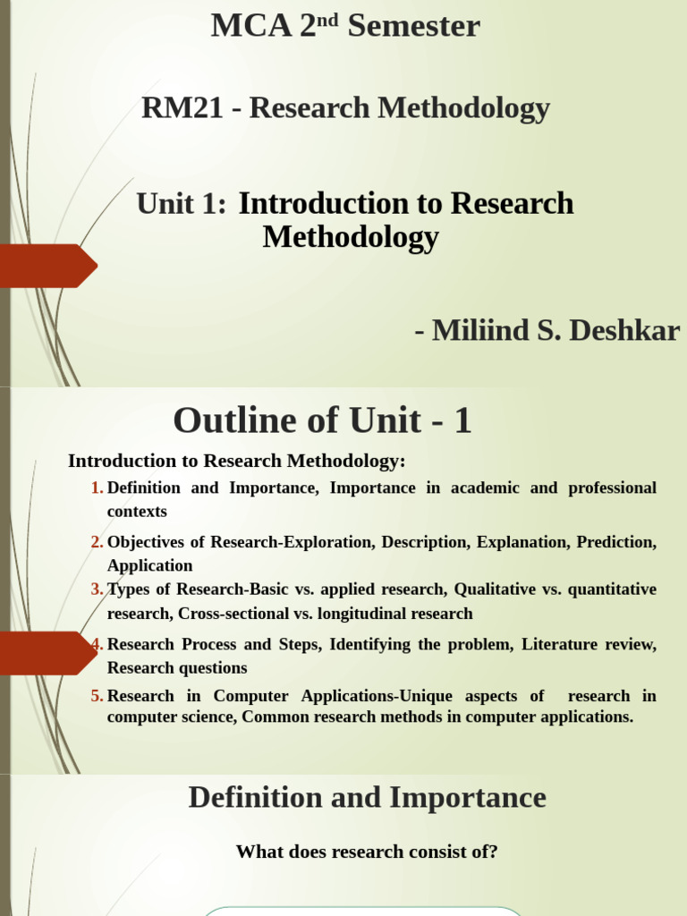 My PPT - RM - Unit 1 - 31jan2025 | PDF | Methodology | Hypothesis