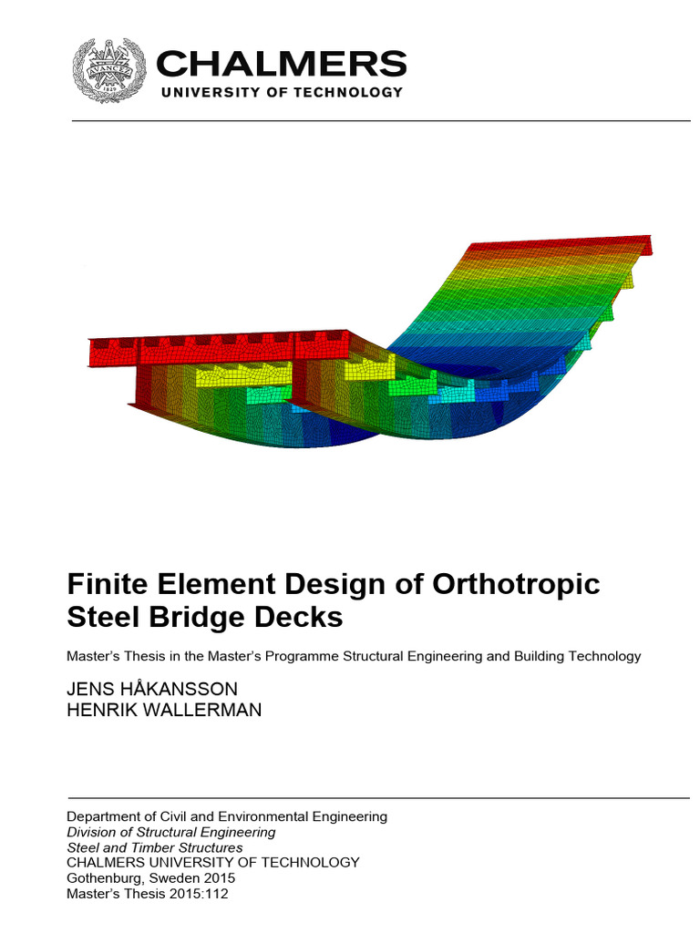 Finite Element Design of Orthotropic Steel Bridge Decks: Jens Håkansson ...