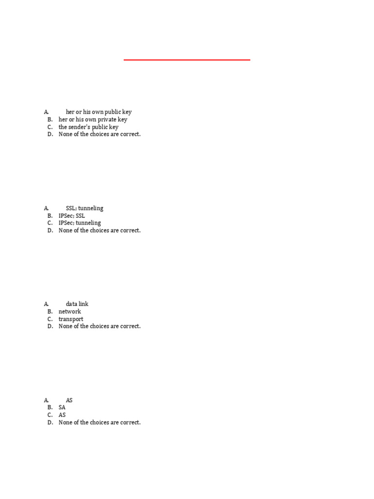 CNS MCQ 4 | PDF | Public Key Cryptography | Key (Cryptography)