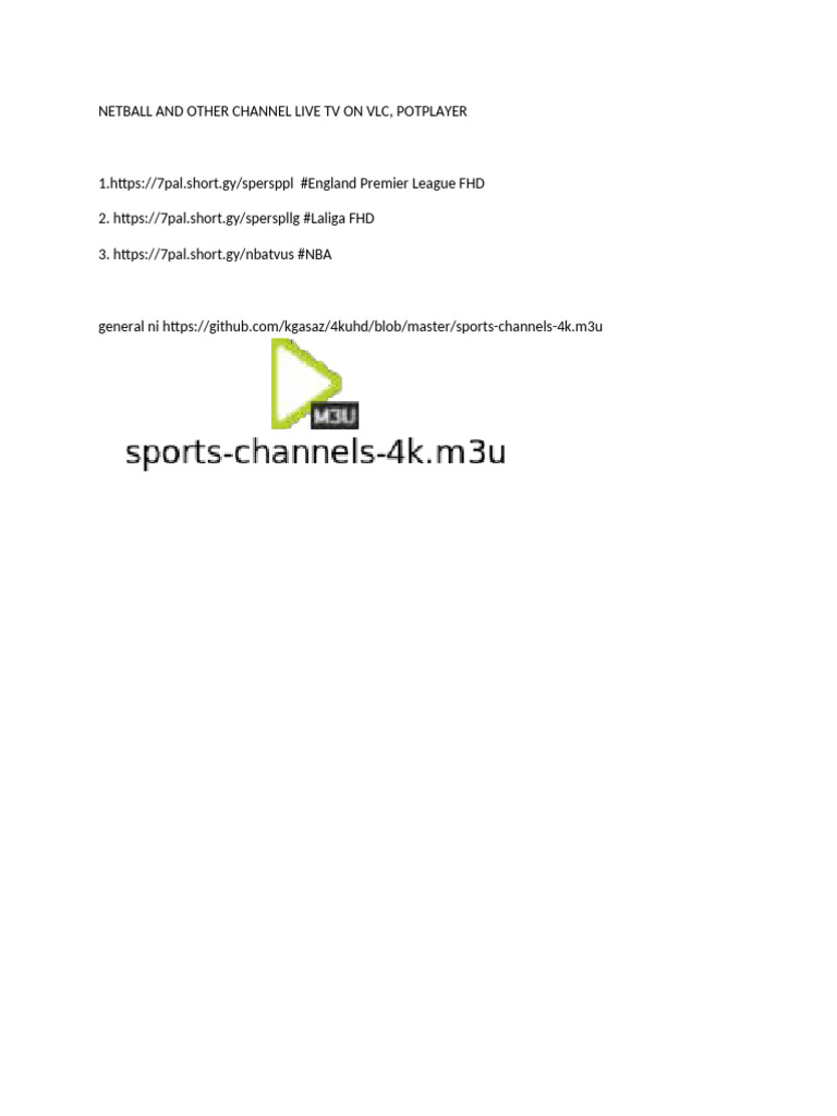 Netball and Other Channel Live TV On VLC | PDF