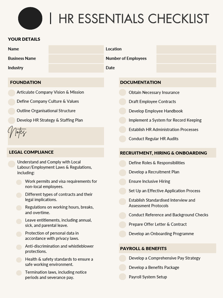 PDF - HR Essentials Checklist | PDF | Employment | Business
