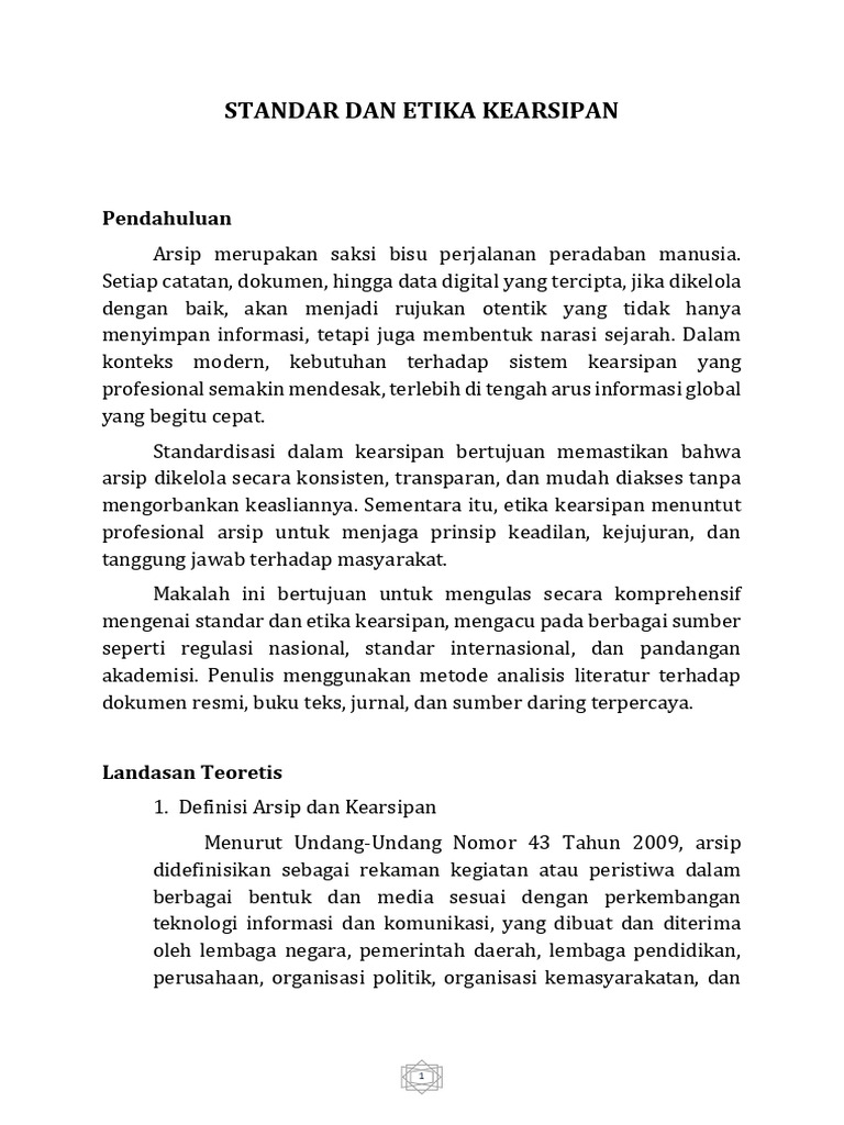 Materi 8, Standar Dan Etika Kearsipan | PDF
