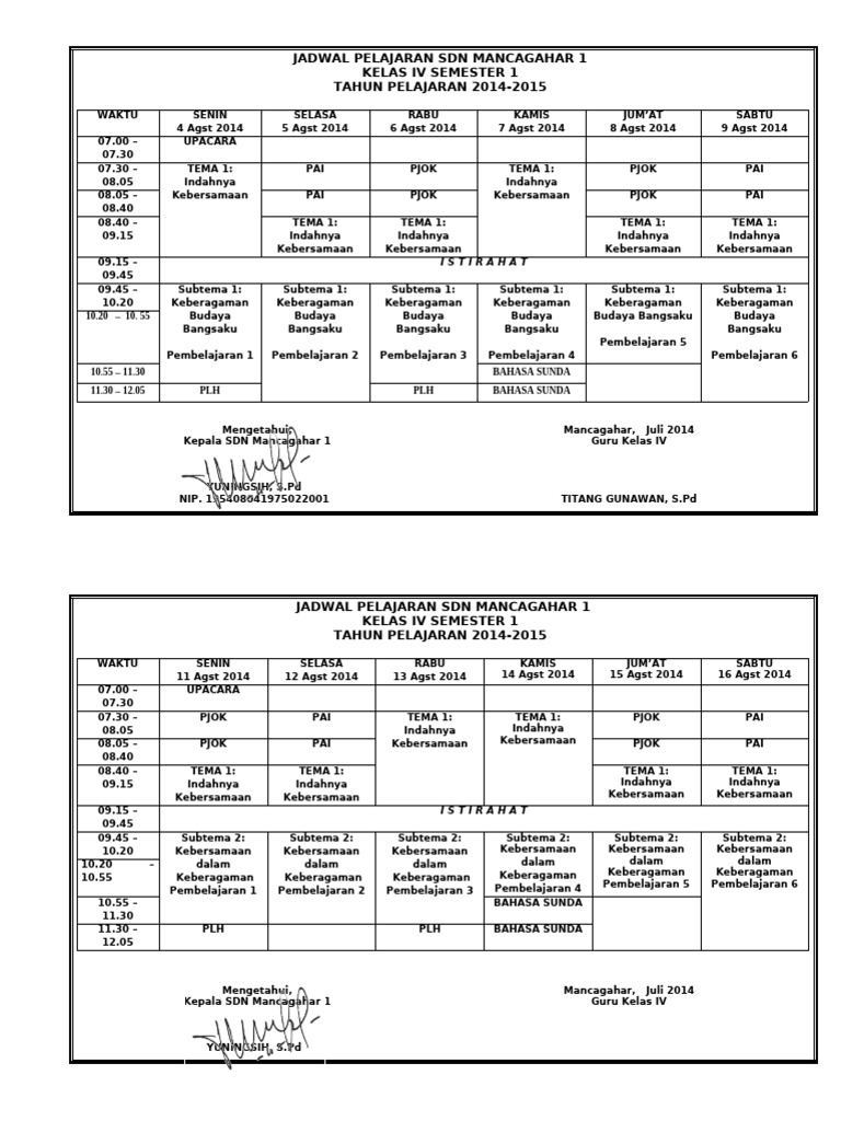 Jadwal Pelajaran | PDF