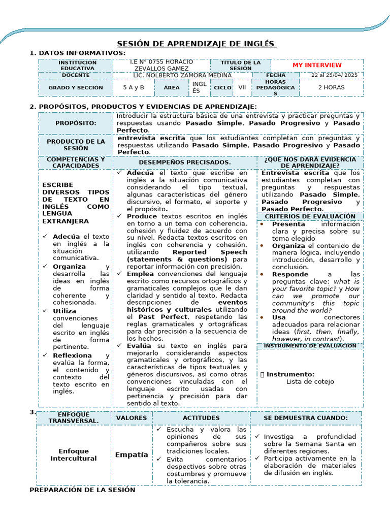 Intreview | PDF | Verbo | Aprendizaje