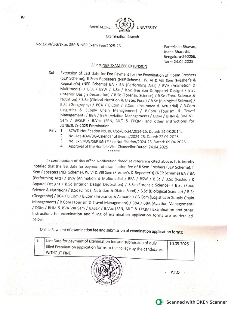 SEP & NEP Exam Fee Extension May 2025 | PDF