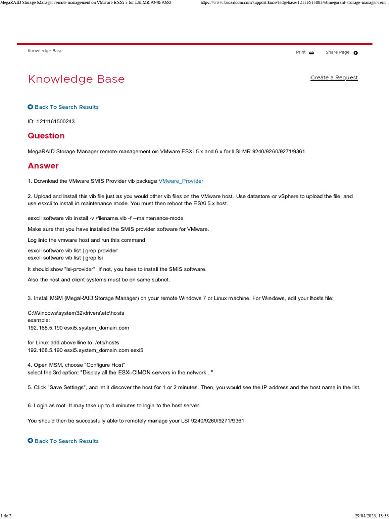 MegaRAID Storage Manager Remote Management On VMware ESXi 5 For LSI MR ...