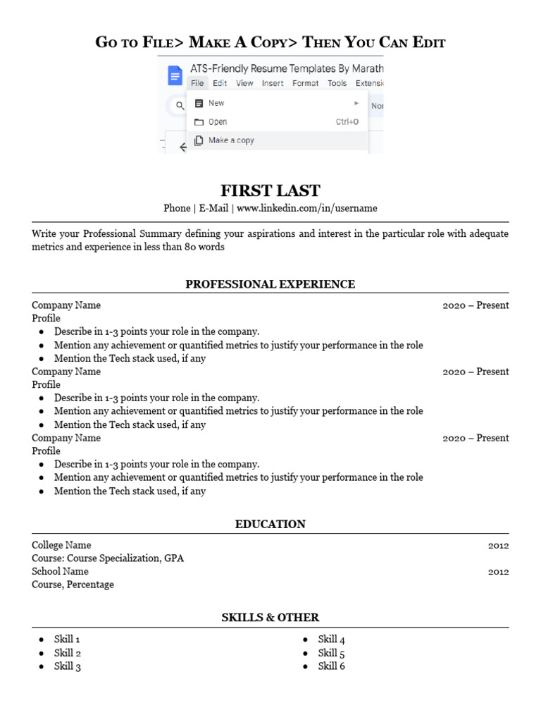 ATS-Friendly Resume Templates by Marathi Growth Institute | PDF