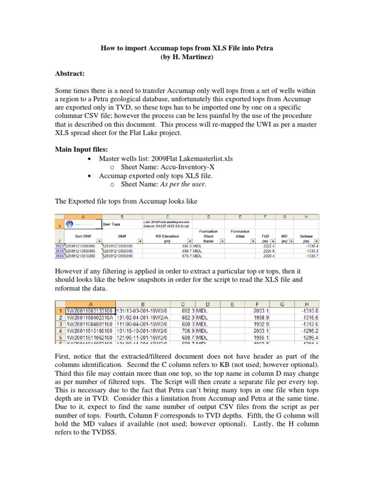 How To Import Accumap Tops From XLS File Into Petra | PDF | Comma ...