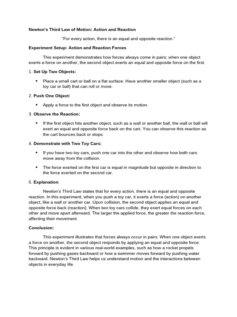 Newtons Third Law of Motion | PDF