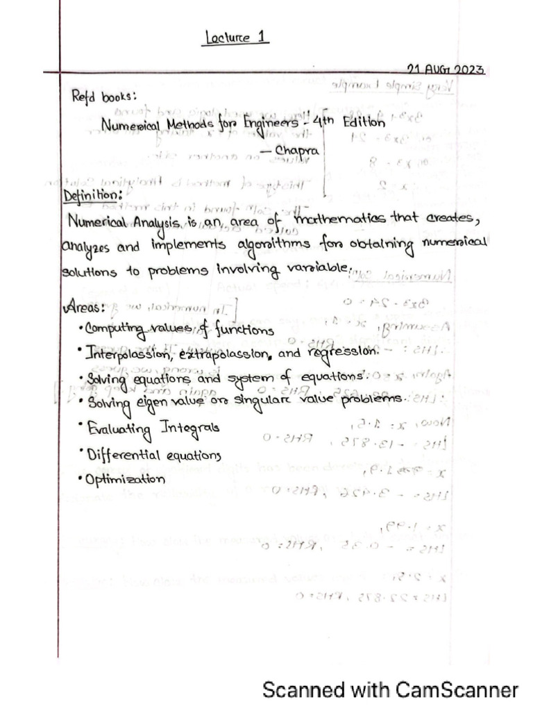 Numerical Analysis (Atif Sir) 1-7th Week | PDF