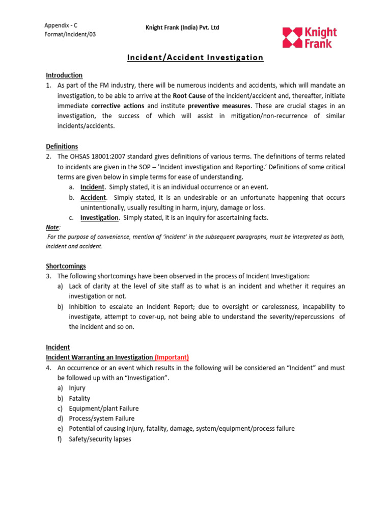 Appendix C - Incident Investigation Process | PDF | Witness