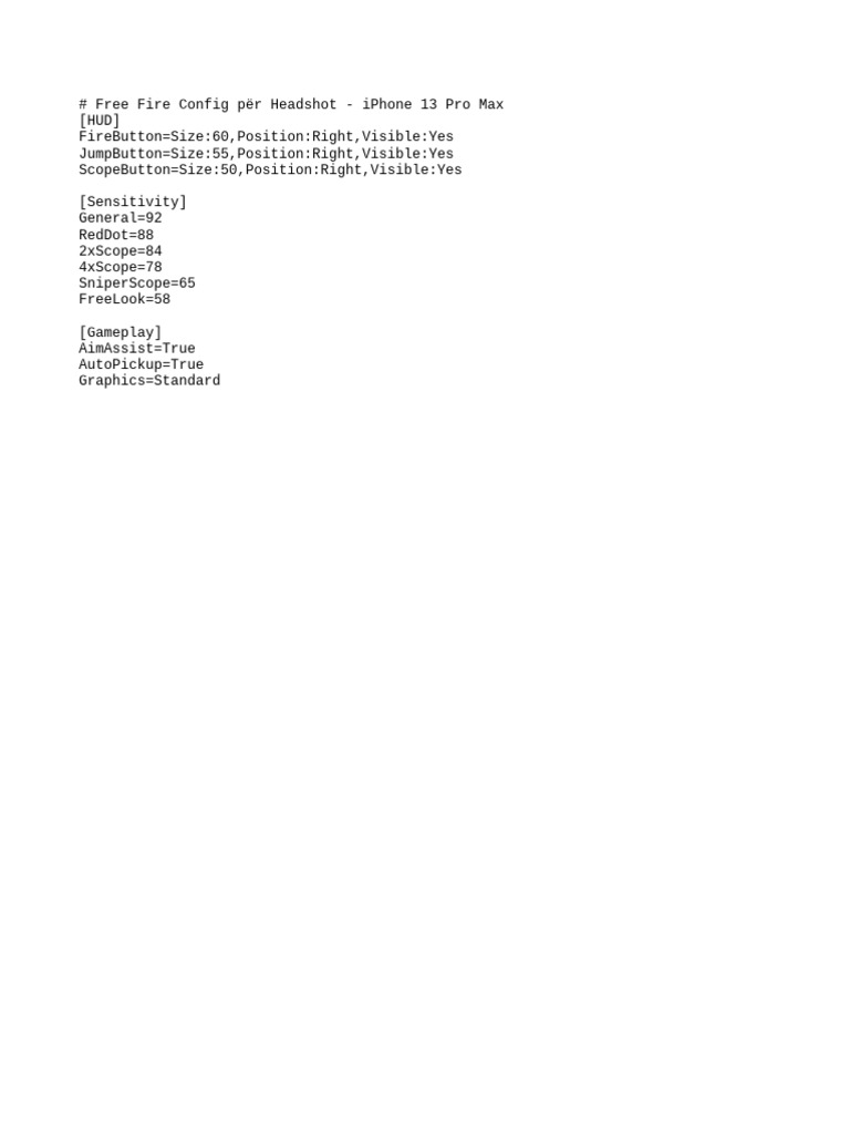 FreeFire Headshot Config 2 | PDF