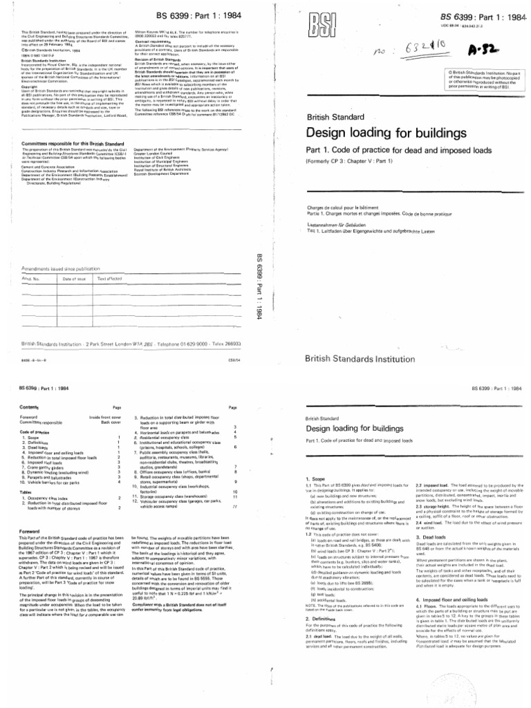 BS-6399-Part1-1984-Design Loadings 4 Bldgs | PDF