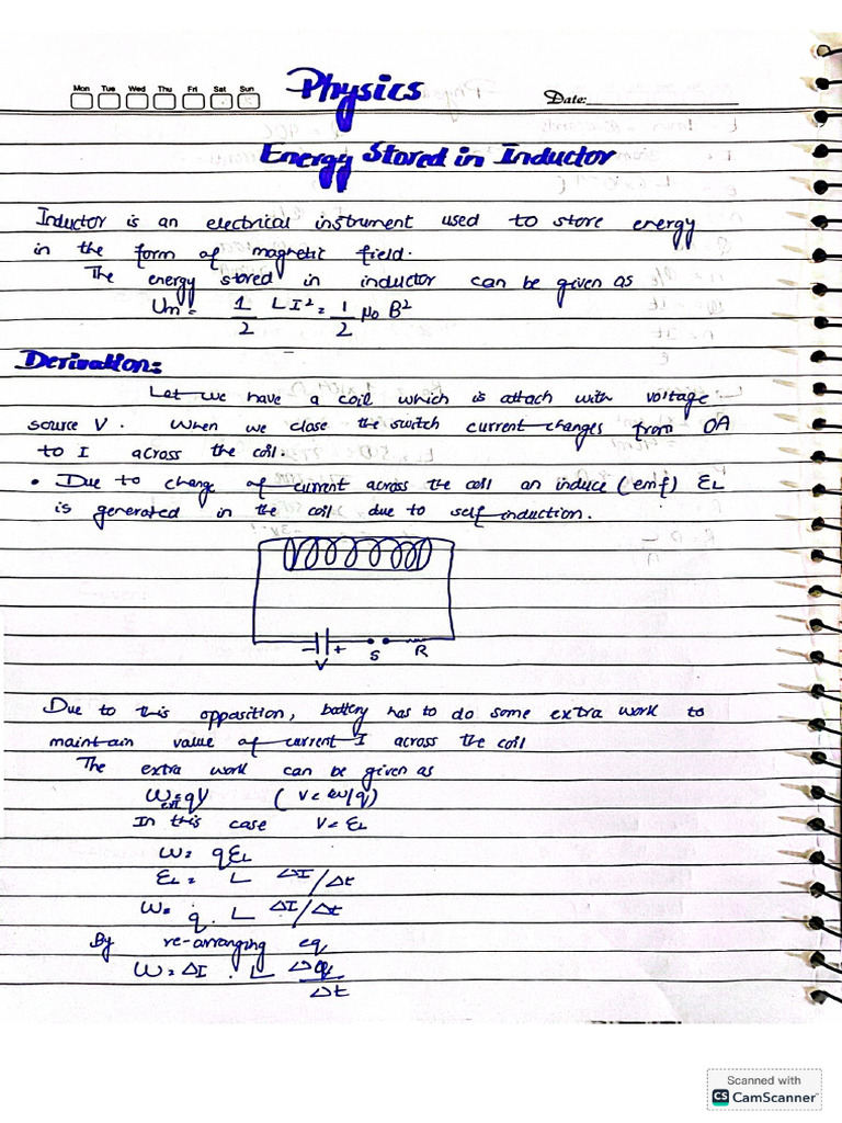 Energy Stored in Inductor | PDF