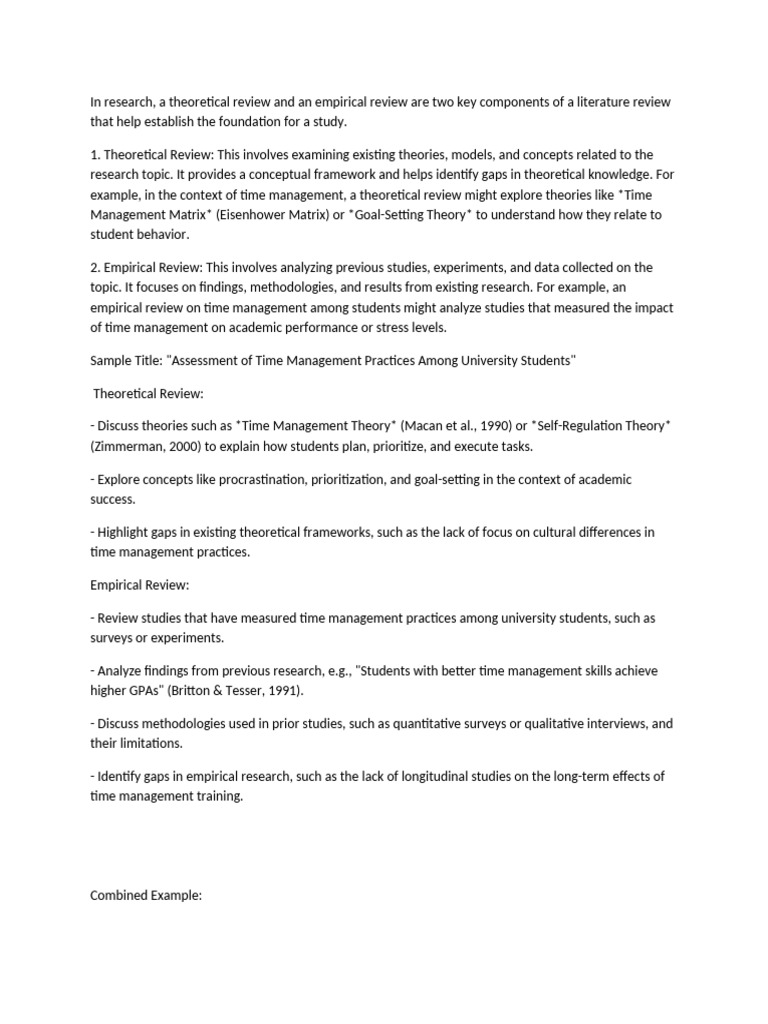 Theoretical and Empirical Review | PDF | Time Management | Professional Skills