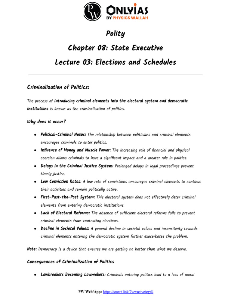 Polity Chapter 08: State Executive Lecture 03: Elections and Schedules ...