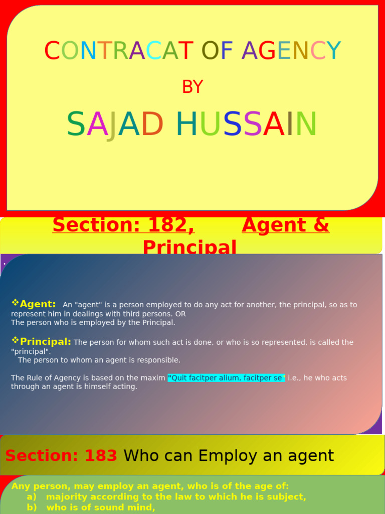 Agency by Sajad Hussain | PDF | Law Of Agency | Ratification