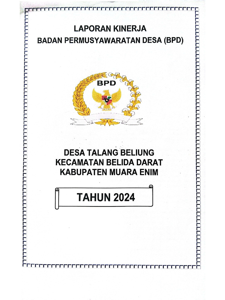 Laporan Kegiatan BPD Talang Beliung Tahun 2024 | PDF