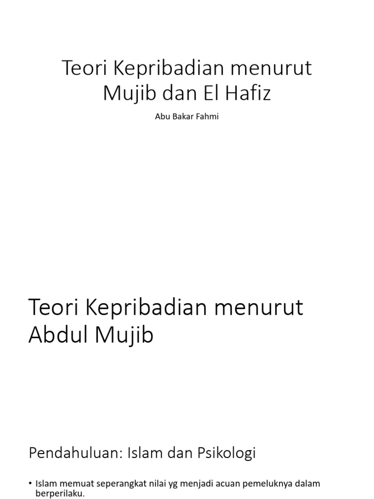 Teori Kepribadian Menurut Mujib Dan El Hafiz | PDF