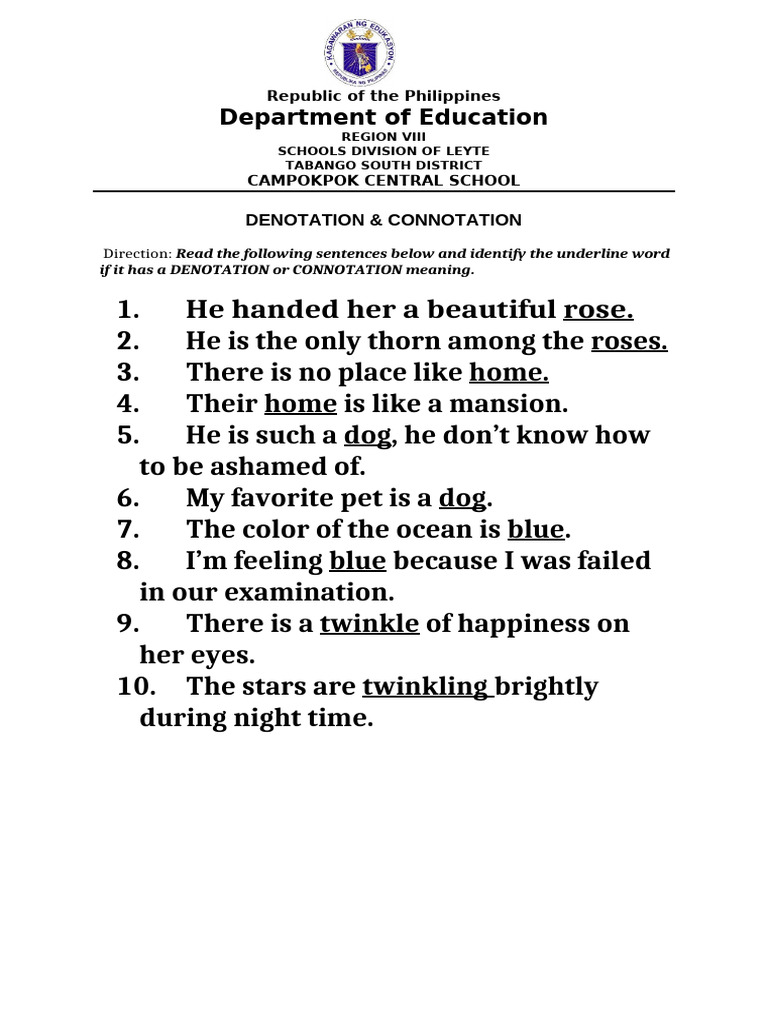 Denotation & Connotation | PDF