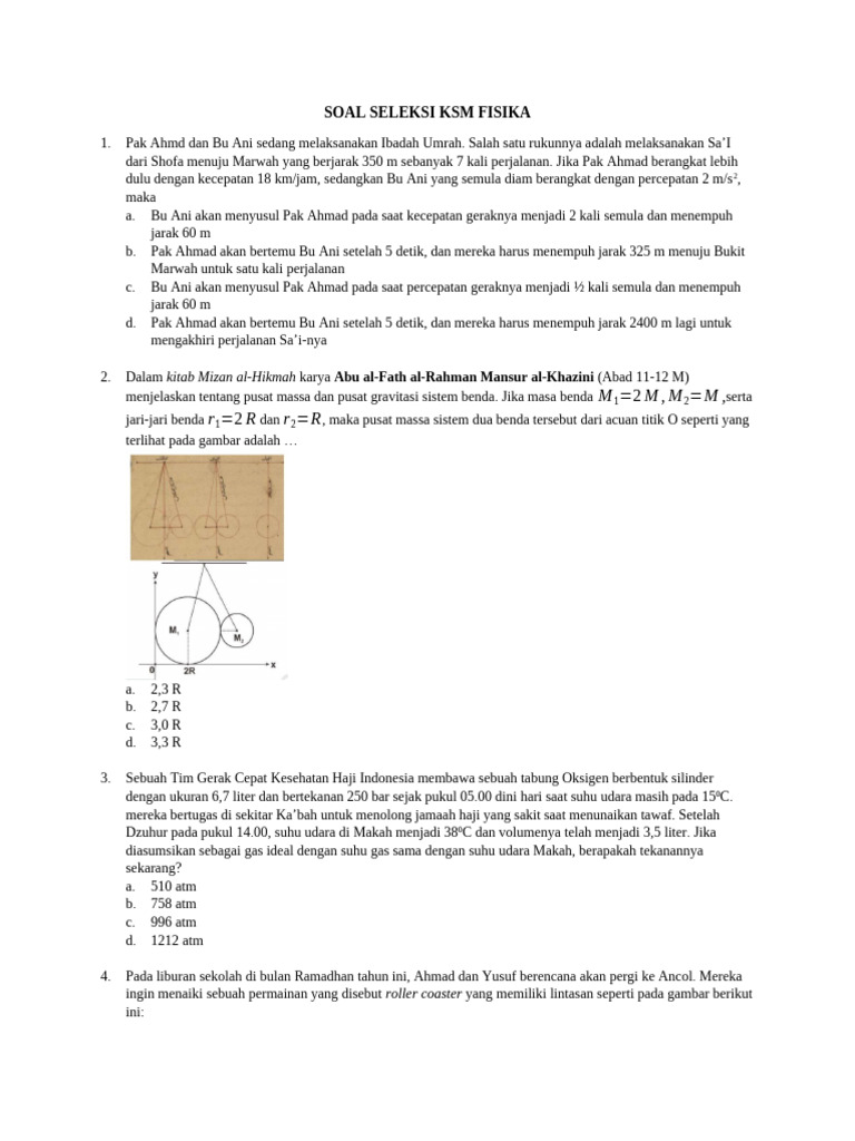 Soal Seleksi KSM Fisika | PDF