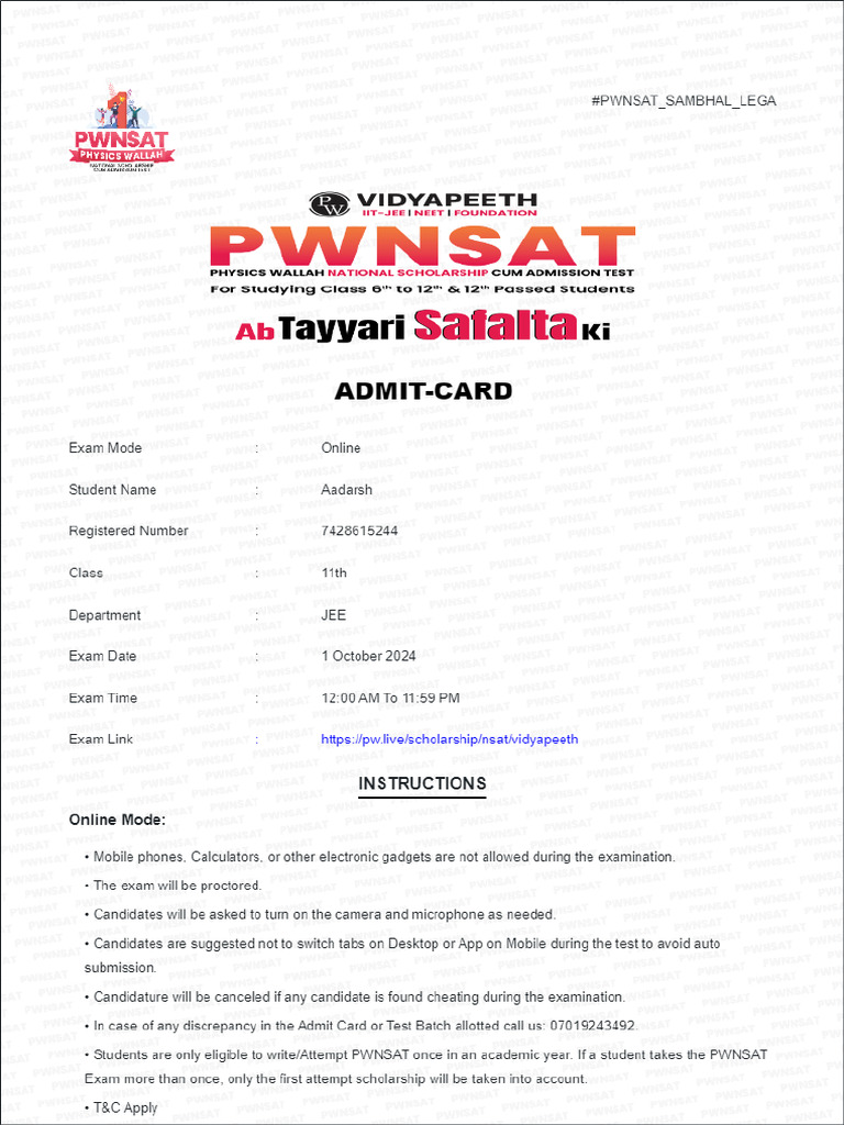 Admit Card | PDF