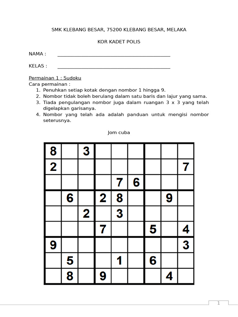 Permainan Sudoku dan Word Search | PDF