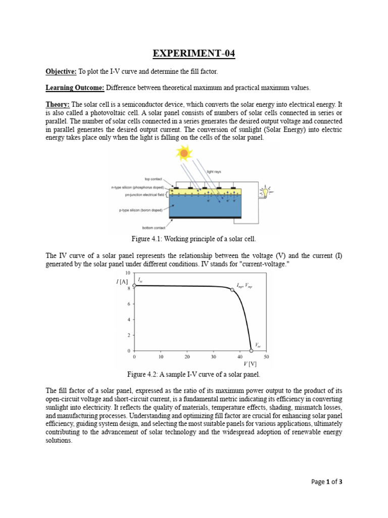 Fill Factor Calculation in Solar Cells | PDF | Solar Panel | Solar Cell