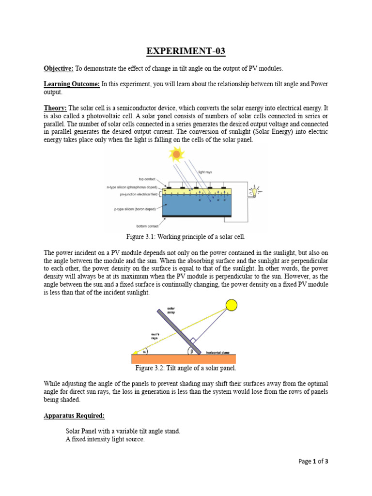 Tilt Angle Impact on Solar Output | PDF | Photovoltaics | Solar Panel