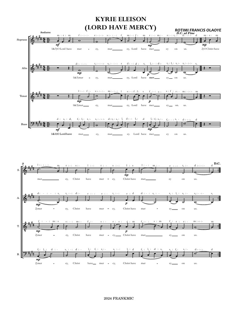 Kyrie Eleison (Lord Have Mercy) New | PDF | Choral Compositions | Choral Music